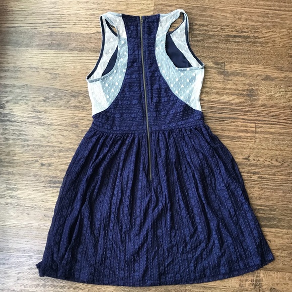 Robin K | Dresses | Robink Navy Skater Dress With Lace | Poshmark